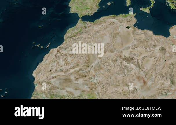 Algeria map - drive. Border. Satellite Stock Video Footage - Alamy