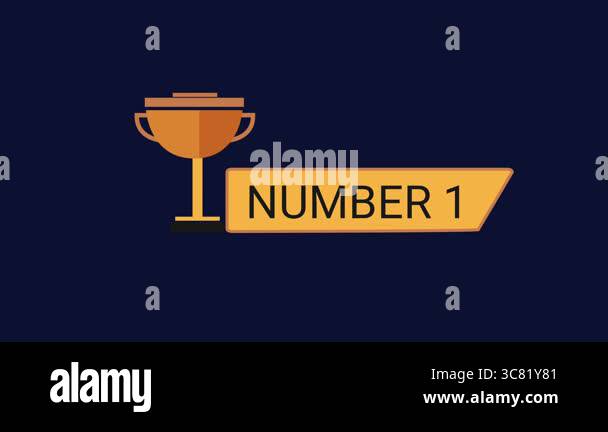 Number 1 rank, winner, champion, trophy, reward, Video label animation ...