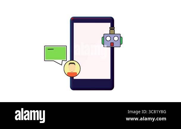 Chat bot technology concept, boy doing conversation with chatbot on a ...