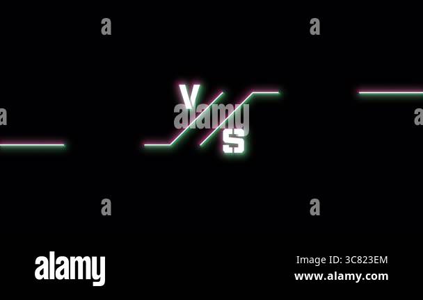Animated glowing VS symbol with neon lines on black background. Perfect ...