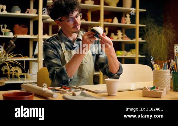 Caucasian man artist painter designer sculptor guy male potter ...