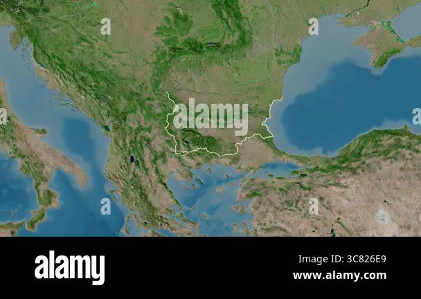 Bulgaria map - glide. Border. Satellite Stock Video Footage - Alamy