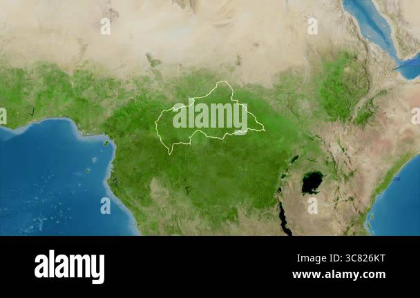 Central African Republic map - zoom. Border. Satellite Stock Video ...