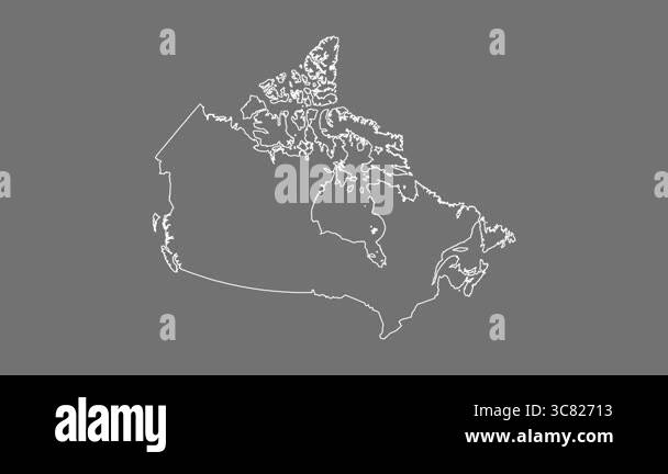 Canada map - cartoon. Border. Grayscale Stock Video Footage - Alamy