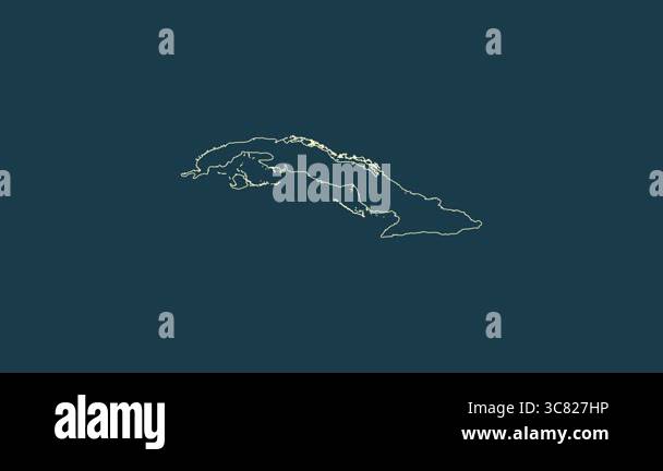 Cuba map - solid. Border. Physical Stock Video Footage - Alamy