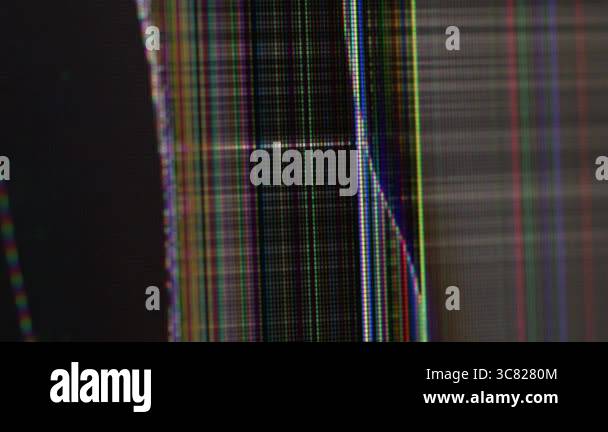 Screen glitch. Analog texture. Damaged color display with dead black ...