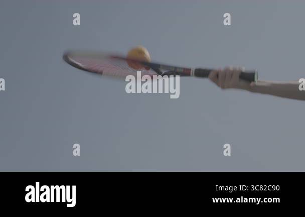 Tennis racket hits an orange, slow motion 120fps. 4k Stock Video ...