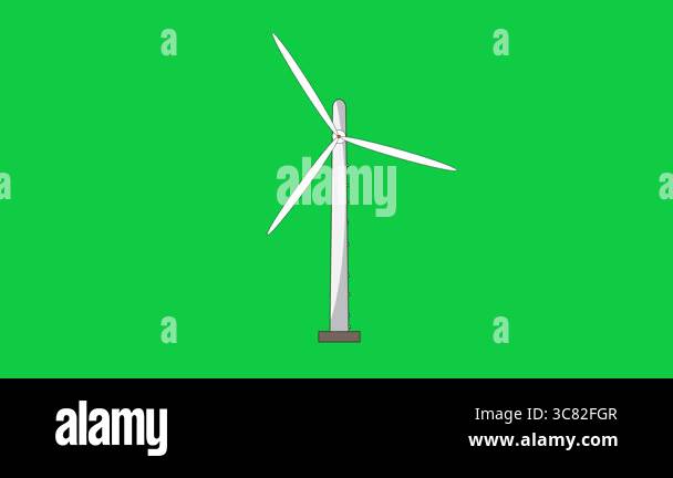 Wind turbine animation in green screen Stock Video Footage - Alamy