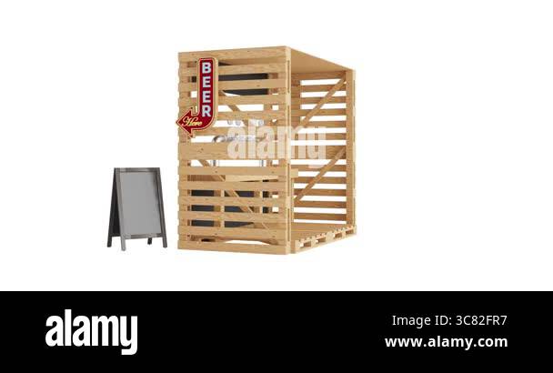 4k Resolution Video: Rustic Vibe Inviting Street Bar Setup. Wooden Beer ...