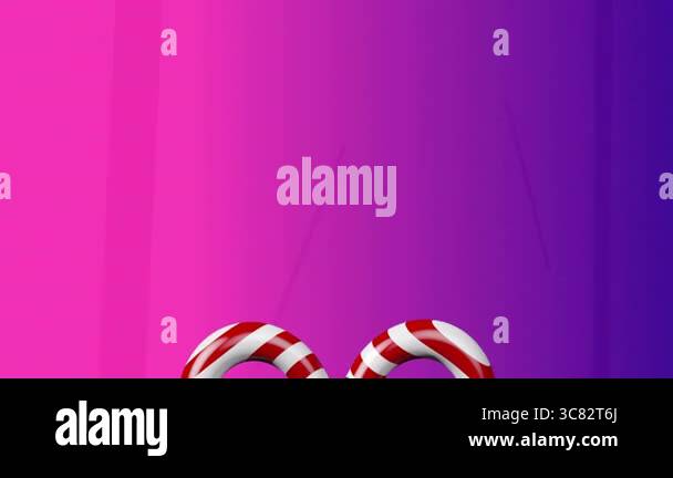 Neon lights illuminating candy canes on vibrant pink and purple ...