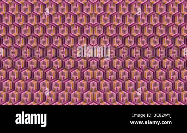 Hypnotic loop animation of a geometric grid pattern made up of transforming hexagonal modules ...