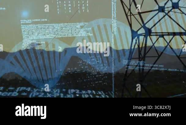 DNA strand with binary coding, processing scientific data in animation. Genetics, biotechnology ...