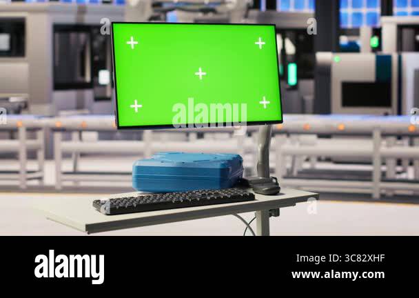 Green screen monitor in industry 4.0 smart industrial plant equipped ...