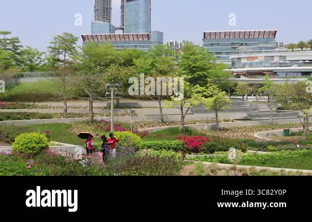 Shenzhen, China- 9 April, 2025: View of shopping complex in OCT Harbour ...