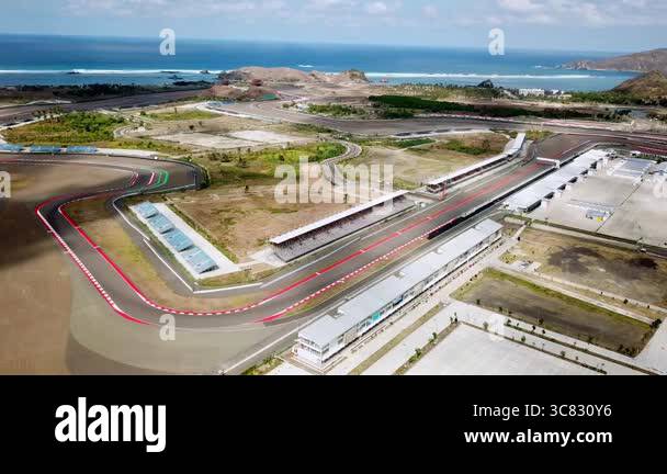 Aerial view of Mandalika International Circuit captured at midday ...