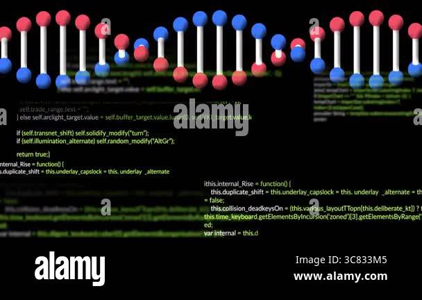 Processing scientific data, DNA strand with binary coding in animation ...