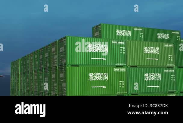 Saudi Arabia export production and import containers on a cargo ship ...
