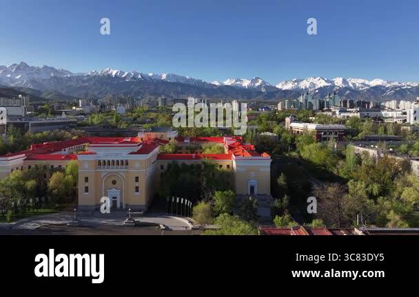 View from a quadcopter of the central part of the Kazakh city of Almaty ...