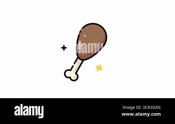 animation of Chicken leg with a bone, perfect for food blogs ...