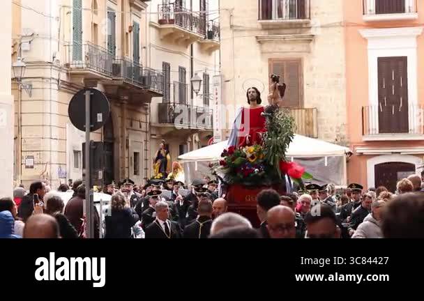 Bari, Italy - April 18, 2025: Good Friday in Apulia, procession with ...