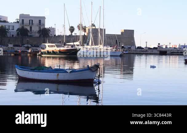 Bari, Italy - April 24, 2025: Boats dock. Picturesque view of the port ...