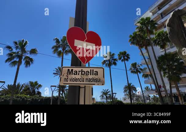 Broken heart street sign promoting awareness against gender violence in ...