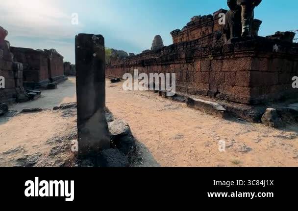 Destroyed ruins of ancient civilizations in Asia. Restoration of ...
