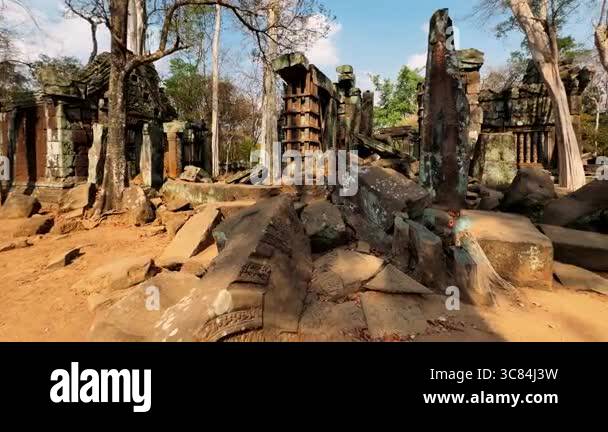 Destroyed ruins of ancient civilizations in Asia. Restoration of ...