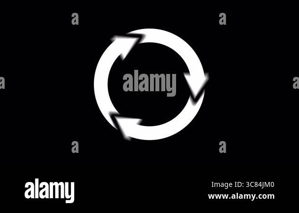 Looping animation of three white arrows forming a rotating circle on a ...