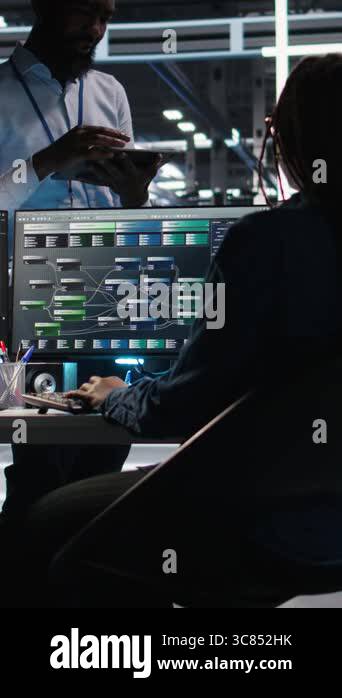 Vertical video Server hub manager talking with programmer using node ...