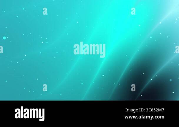 Cyan abstract background featuring glowing light particles and smooth ...