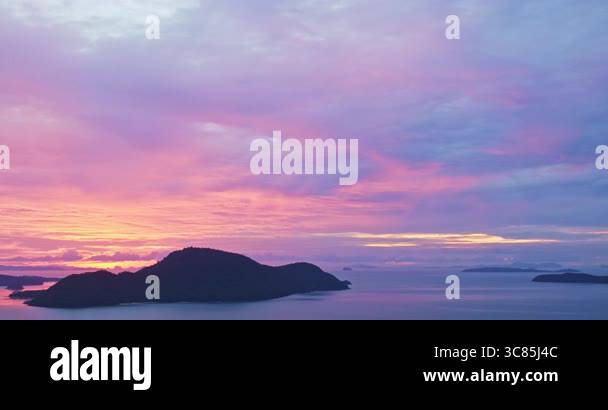 Aerial view of sunrise above the island is an amazing sight Stock Video ...
