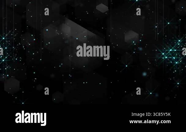 Blue glitter particles with geometrical shapes title opener background ...