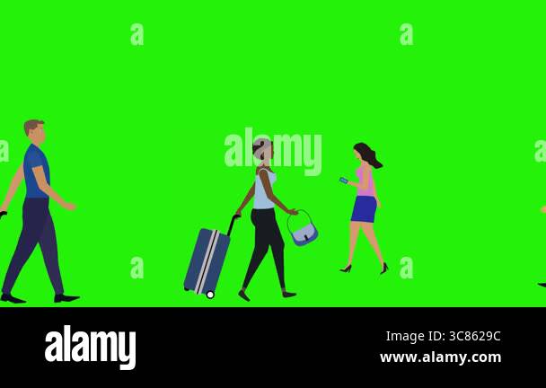 Group of people walking animated green screen Stock Video Footage - Alamy