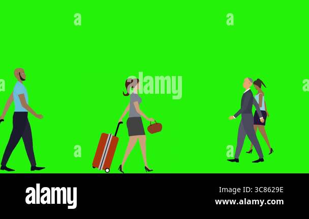Group of people walking animated green screen Stock Video Footage - Alamy