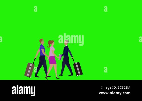 Group of people walking animated green screen Stock Video Footage - Alamy