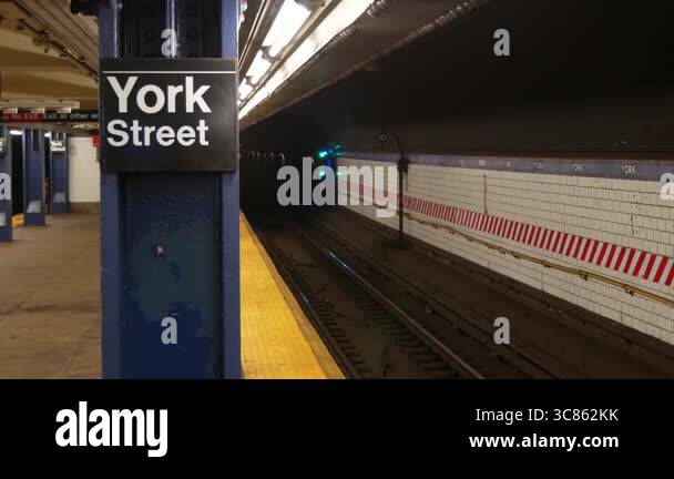 New York City empty subway station interior, underground metropolitan ...