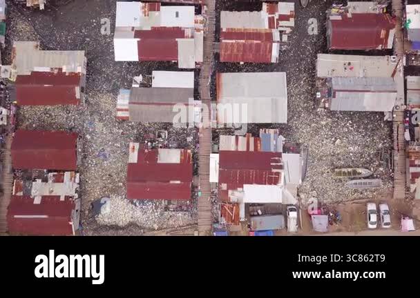 Aerial drone shot of Hanuabada village in Capital City Port Moresby ...