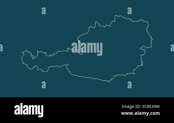 Austria map - cartoon. Regions. Satellite Stock Video Footage - Alamy