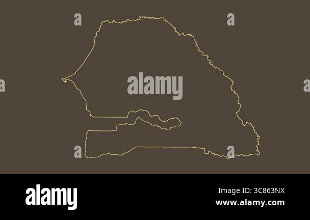 Senegal map - cartoon. Regions. Sepia Stock Video Footage - Alamy
