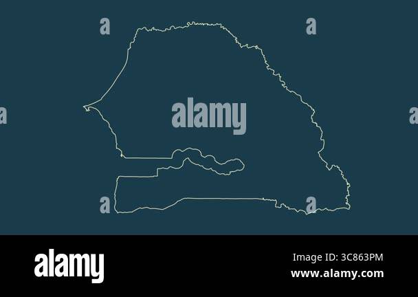 Senegal map - cartoon. Regions. Physical Stock Video Footage - Alamy