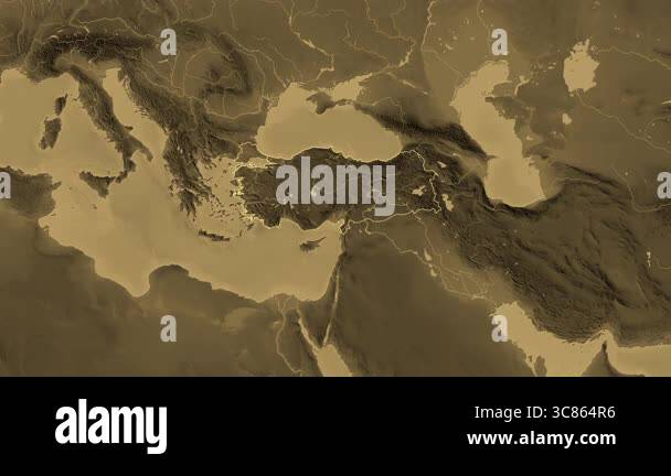 Turkiye, Turkey map - zoom. Regions. Sepia Stock Video Footage - Alamy