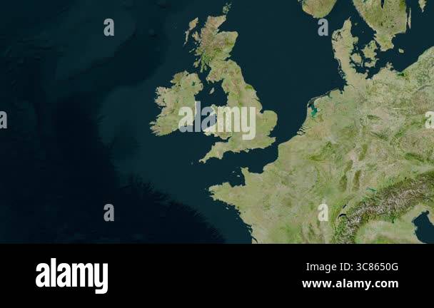 Wales - Great Britain map - zoom. Regions. Satellite Stock Video ...