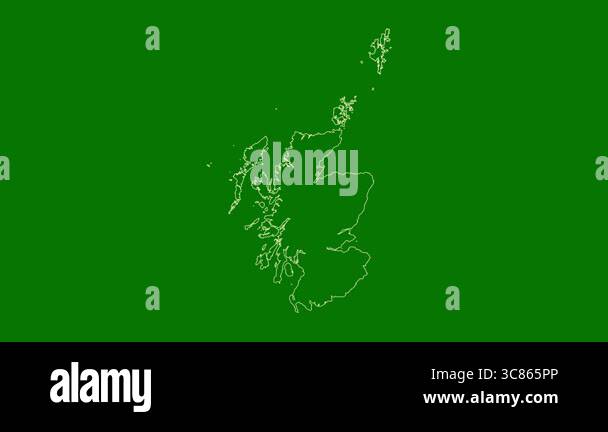 Scotland - Great Britain map - cartoon. Border. Satellite Stock Video ...