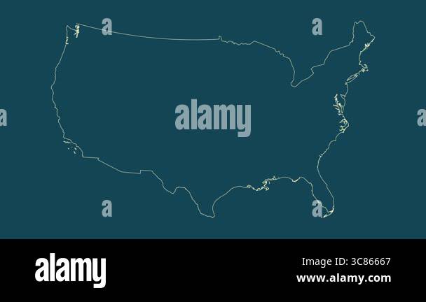 United States map - cartoon. Border. Satellite Stock Video Footage - Alamy