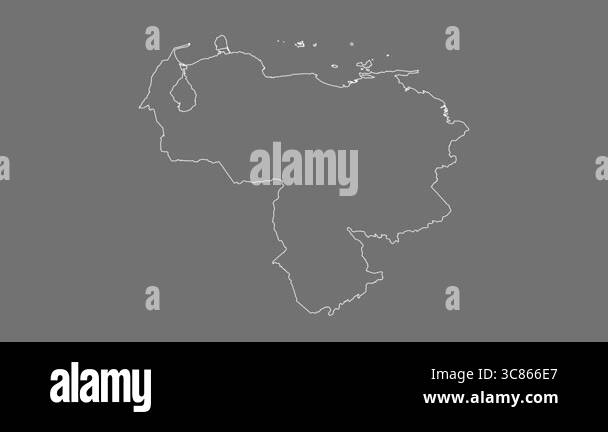 Venezuela map - cartoon. Border. Grayscale Stock Video Footage - Alamy