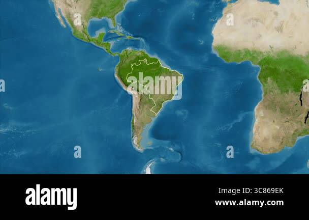 Brazil map - zoom. Regions. Satellite Stock Video Footage - Alamy