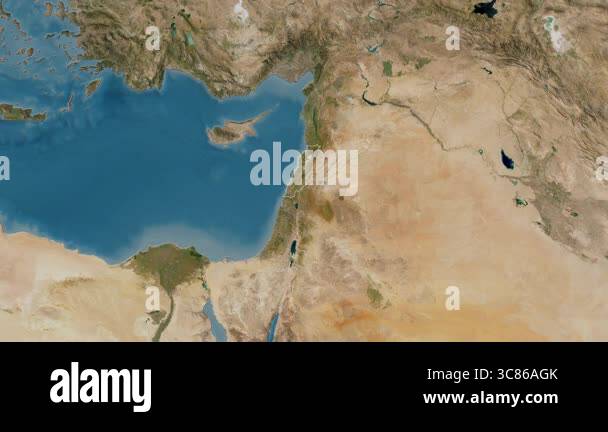 Lebanon map - zoom. Border. Satellite Stock Video Footage - Alamy