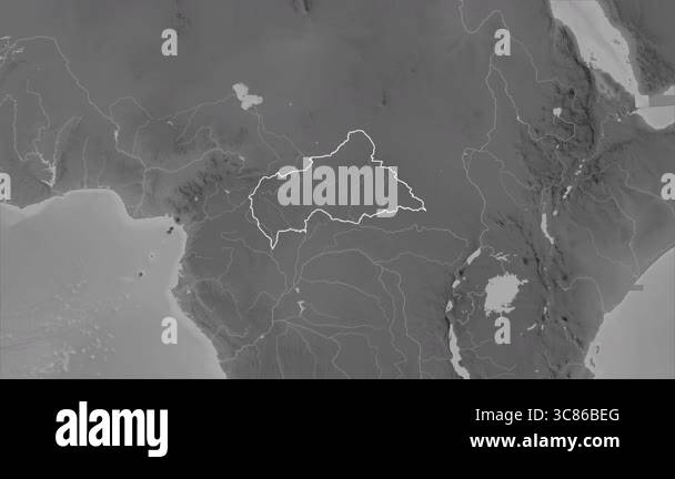 Central African Republic map - zoom. Regions. Grayscale Stock Video ...