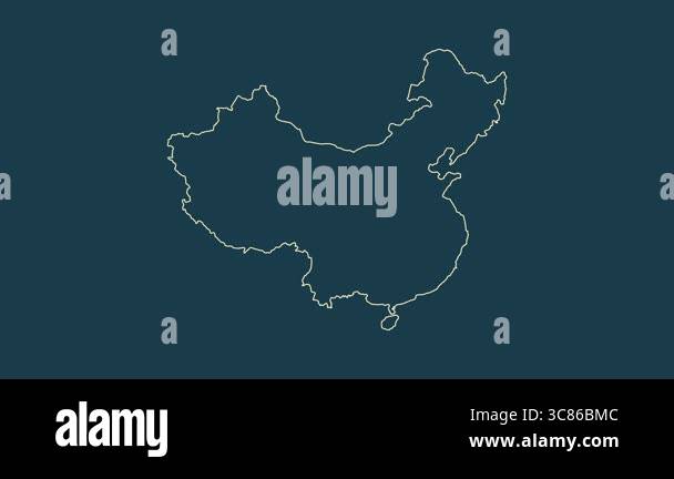 China map - cartoon. Regions. Physical Stock Video Footage - Alamy